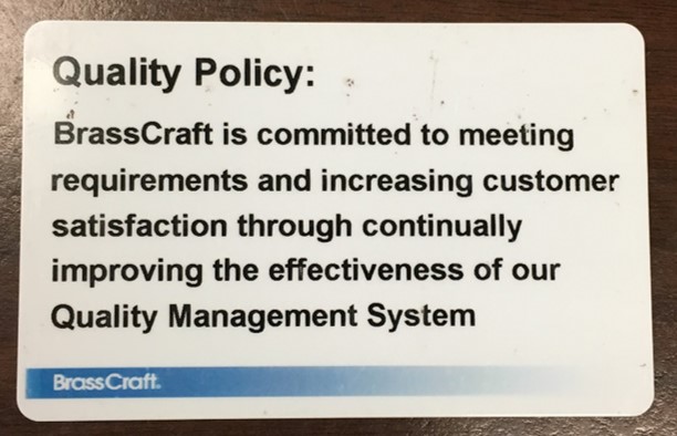 QUALITY IS BUILT IN TO EVERY PRODUCT AT BRASSCRAFT MANUFACTURING ...